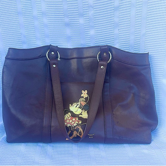 Disney | Bags | Vintage Minnie Mouse Brown Leather Purseshoulder Bag ...